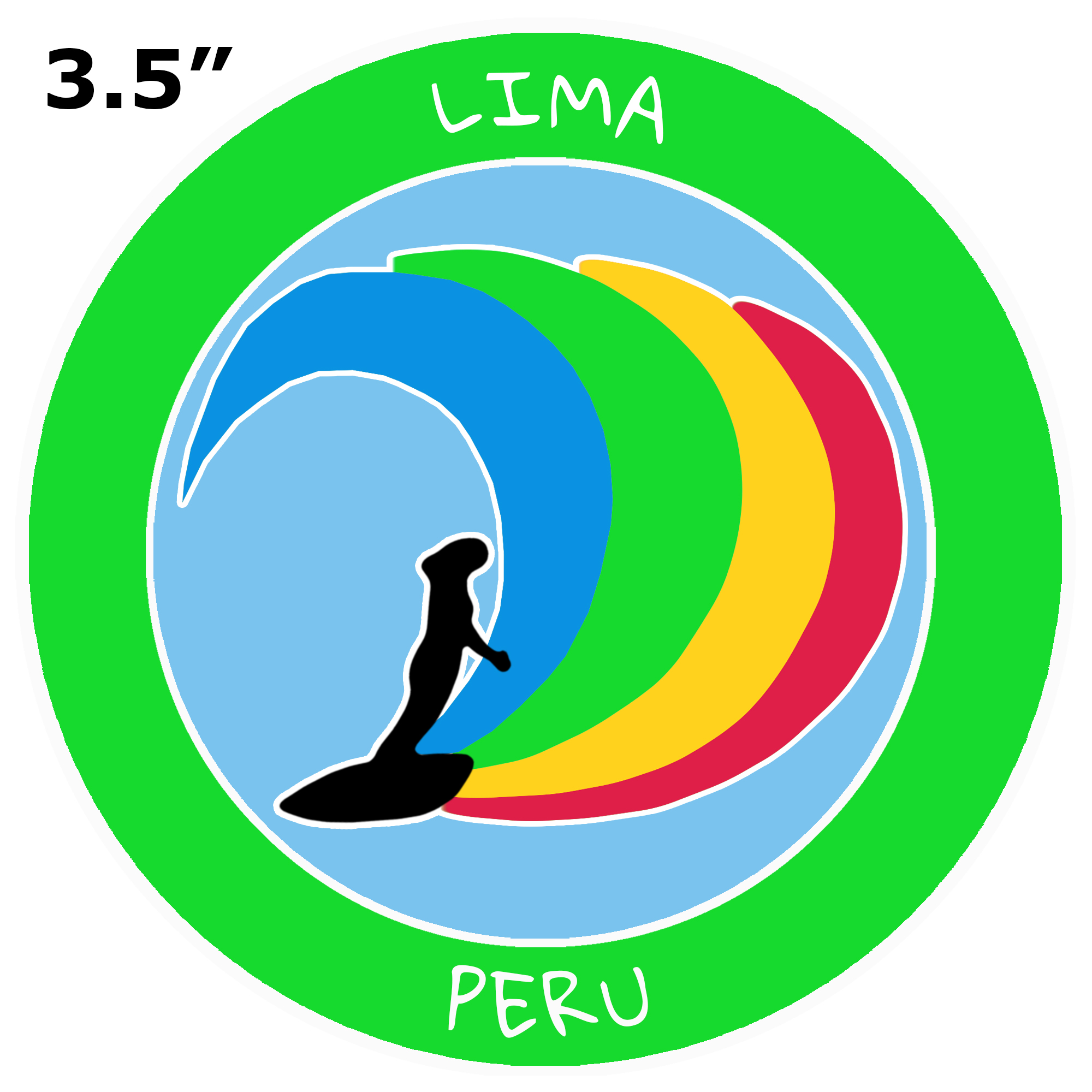 Lima, Peru Surfer 3.5" - Car Truck Window Bumper Graphics Sticker Decal ...