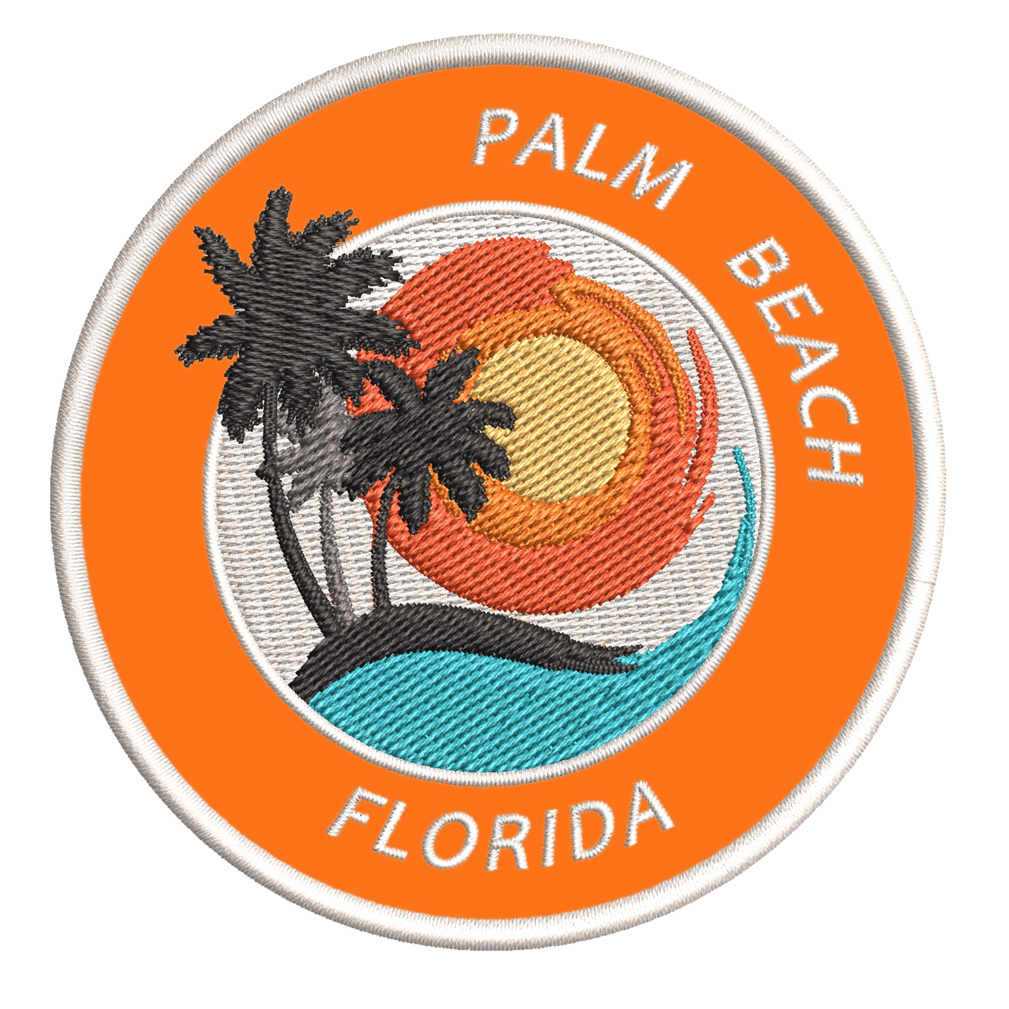 Palm Beach Florida Souvenir Patch Embroidered Iron-On Applique, Palm ...